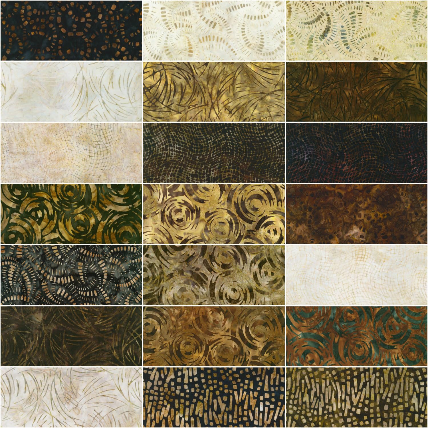 Lunn Studios Artisan Batiks Umber Roll Up 40 2.5-inch Strips Jelly Roll Robert Kaufman RU-1174-40