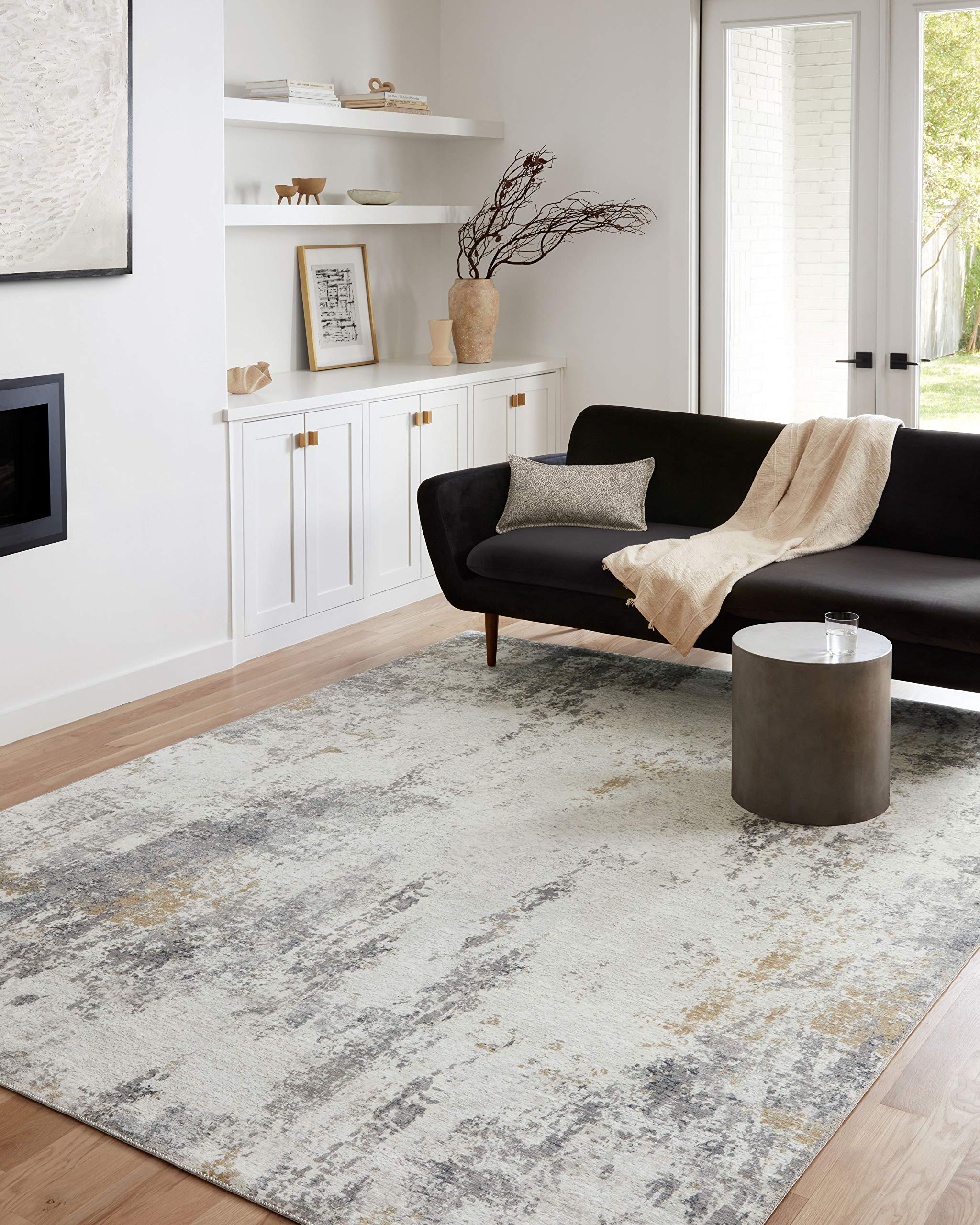 Loloi II Drift DRI-02 Ivory, Granite Abstract Area Rug 8'-6" x 11'-6"