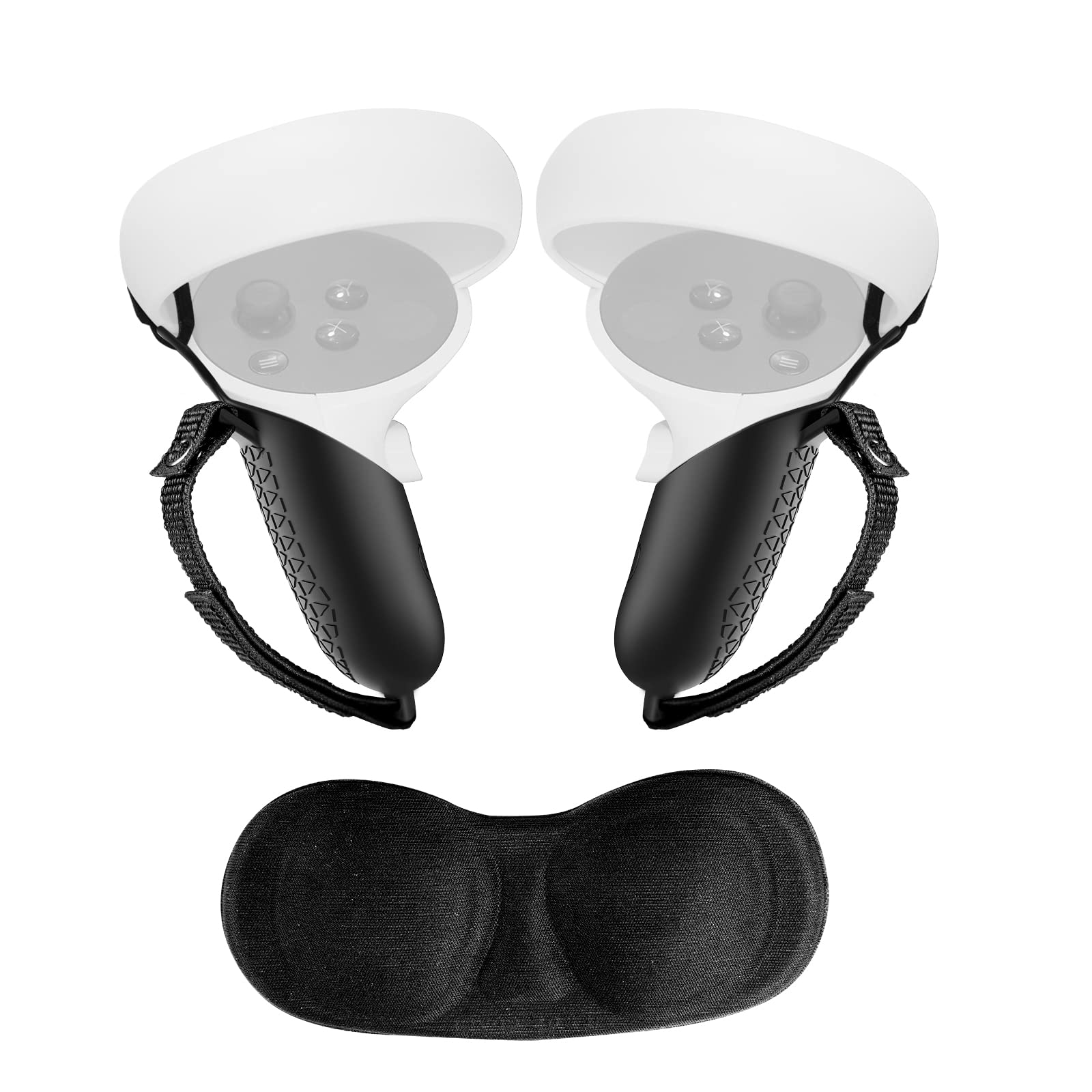 NexiGo Enhanced Touch Controller Grip Cover & Knuckle Strap & Lens Protect Cover Set for Oculus Quest 2, Professional Silicone Protection Accessories, Sweatproof, Anti-Fall, Black