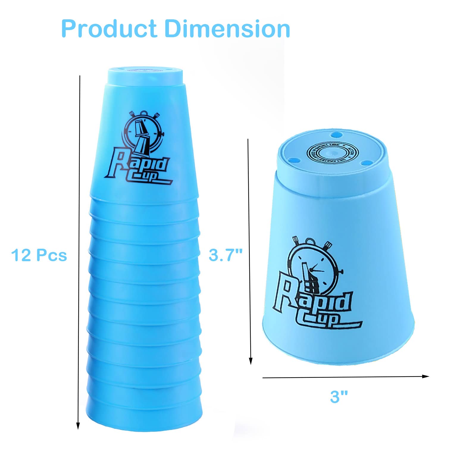 Sport Stacking Cups 24pcs, Stacking Games Quick Stack Cups Set Plastic Speed Training Game for Boys Girls Kids Travel Party Challenge Competition Classic Family Game with Carry Bag (Blue & red)