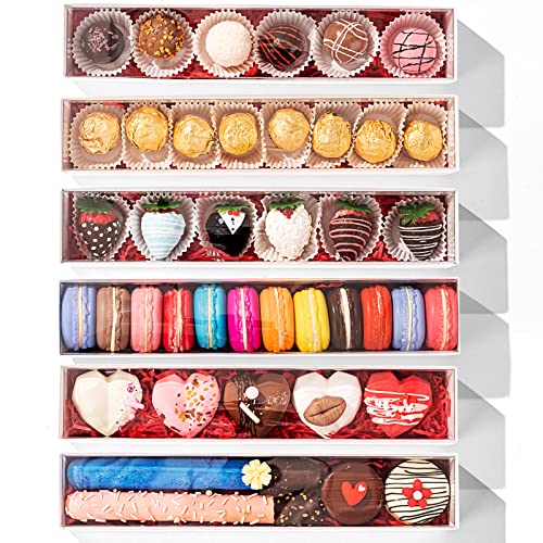 SLShePack 20Pack 12x2¼x2 Inches Clear Chocolate Covered Strawberries Boxes for 6, Macaron boxes for 12, Truffle Boxes Cocoa Bombs Cookies boxes