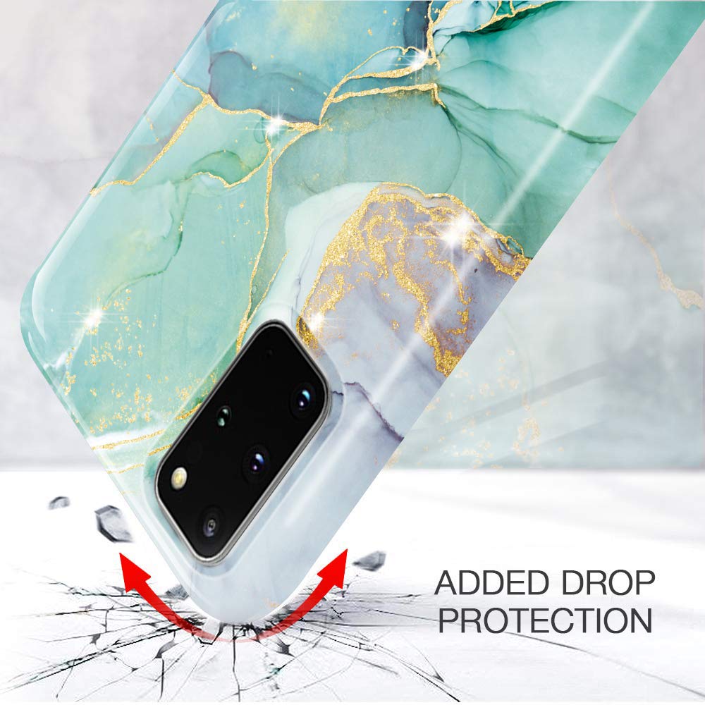 LUOLNH Galaxy S20 Plus Case,Samsung Galaxy S20+ Marble Case,Shiny Design Shockproof Flexible Soft Silicone Rubber TPU Bumper Cover Skin Case for Samsung Galaxy S20+ /S20 Plus(Abstract Mint)