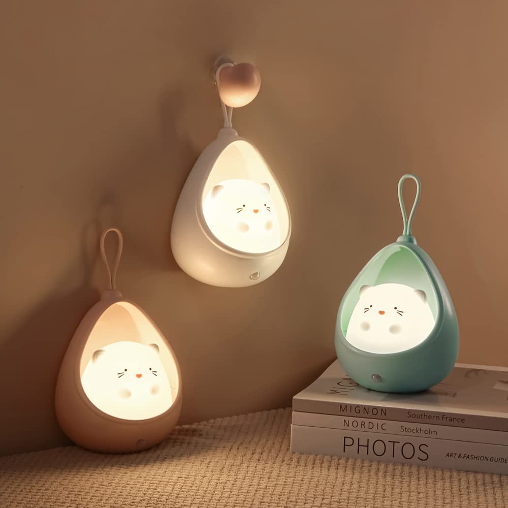 TriPro Cute Kitty Motion Sensor Night Light Wall Lamp,Rechargable,Bedroom Decoration for Kids Baby Toddler Teen Gift (Pink)