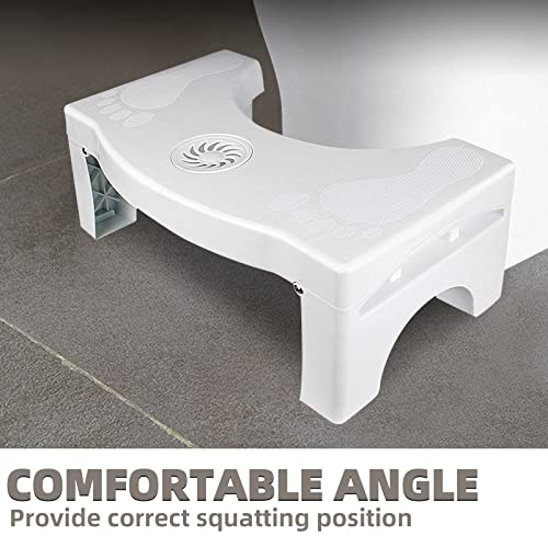 Toilet Stool Squat Adult, 7" Heavy Duty Poop Stool for Bathroom Plastic Portable Squatting Potty Foot Stool with Freshener Space Non-Slip Toilet Assistance Step Stool Healthy Gifts for Seniors Kids