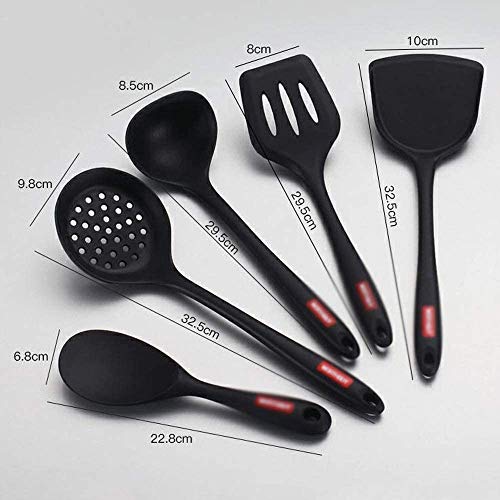 LMMDP 5 Pcs Silicone Utensils Set Non Stick Kitchen Cooking Tools Set Spatula Shovel Heat Insulation Kitchenware