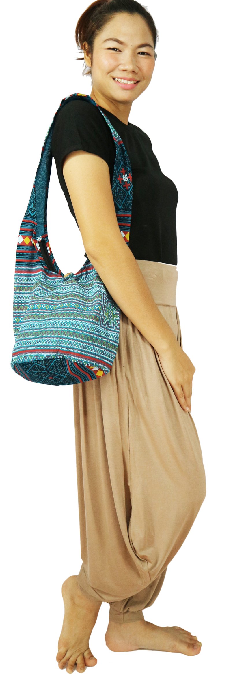 Lovely Creations's Hippie Boho New Elephant Crossbody Bohemian Gypsy Sling Shoulder Bag"Small" Size (Turtle Navy Blue)