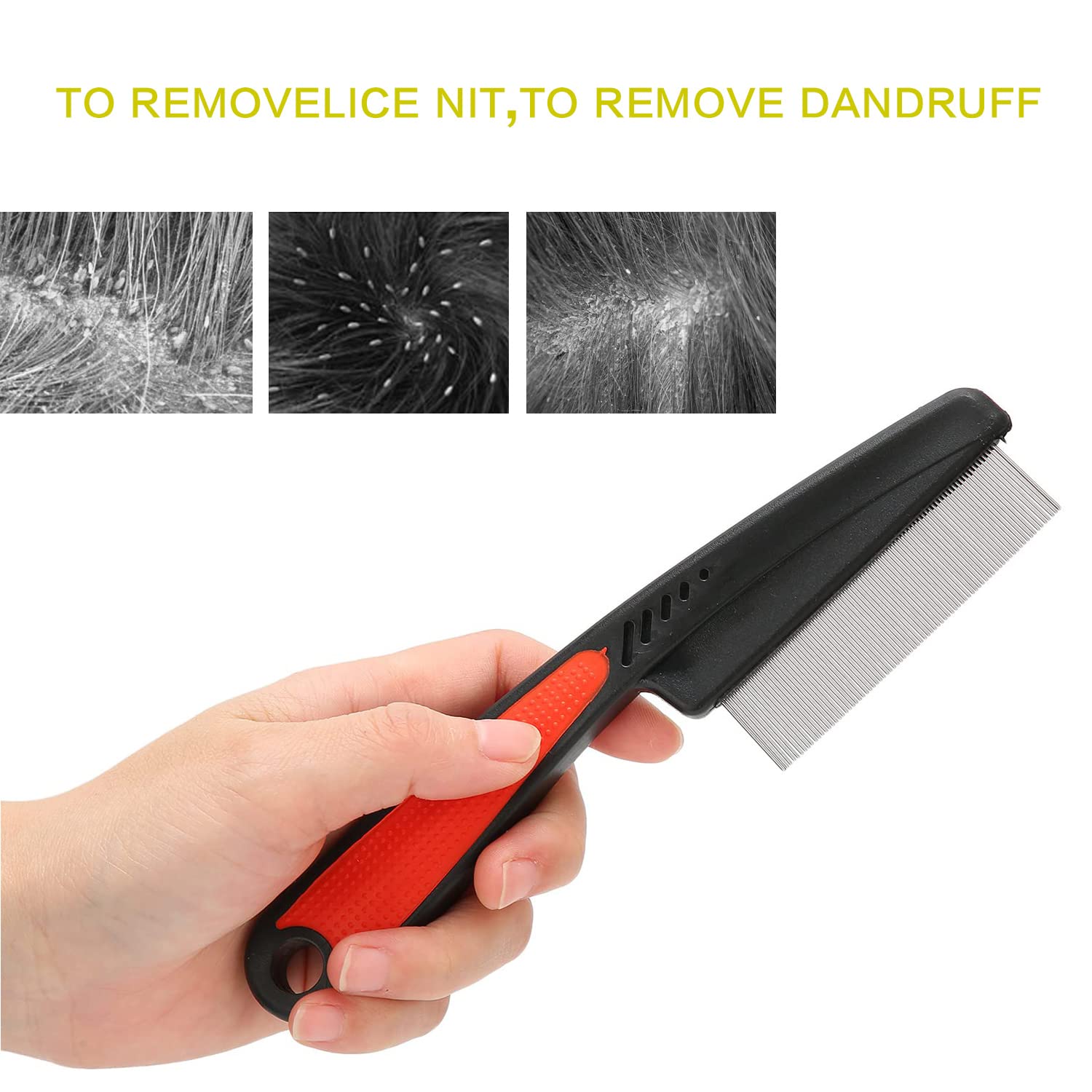Trism Stainless Steel Fine Tooth Comb Dandruff Comb, Professional Fine Tooth Hair Comb for Kids and Adults