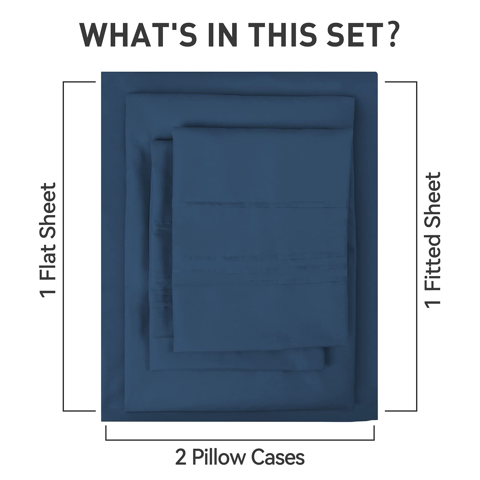 Queen Sheet Set - 4 Piece Queen Bed Sheet Set Soft Brushed Microfiber 1800 Thread Count Extra Deep Pocket Bed Sheets Breathable & Cooling Bedding Sheet - Wrinkle & Fade Resistant - Navy Blue