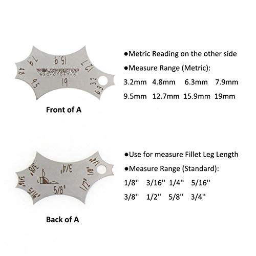 Welding Gauge Kit Weld Fillet Throat Size Leg Length Gage Set In Inch Metric Stainless Steel 4pcs Key Set