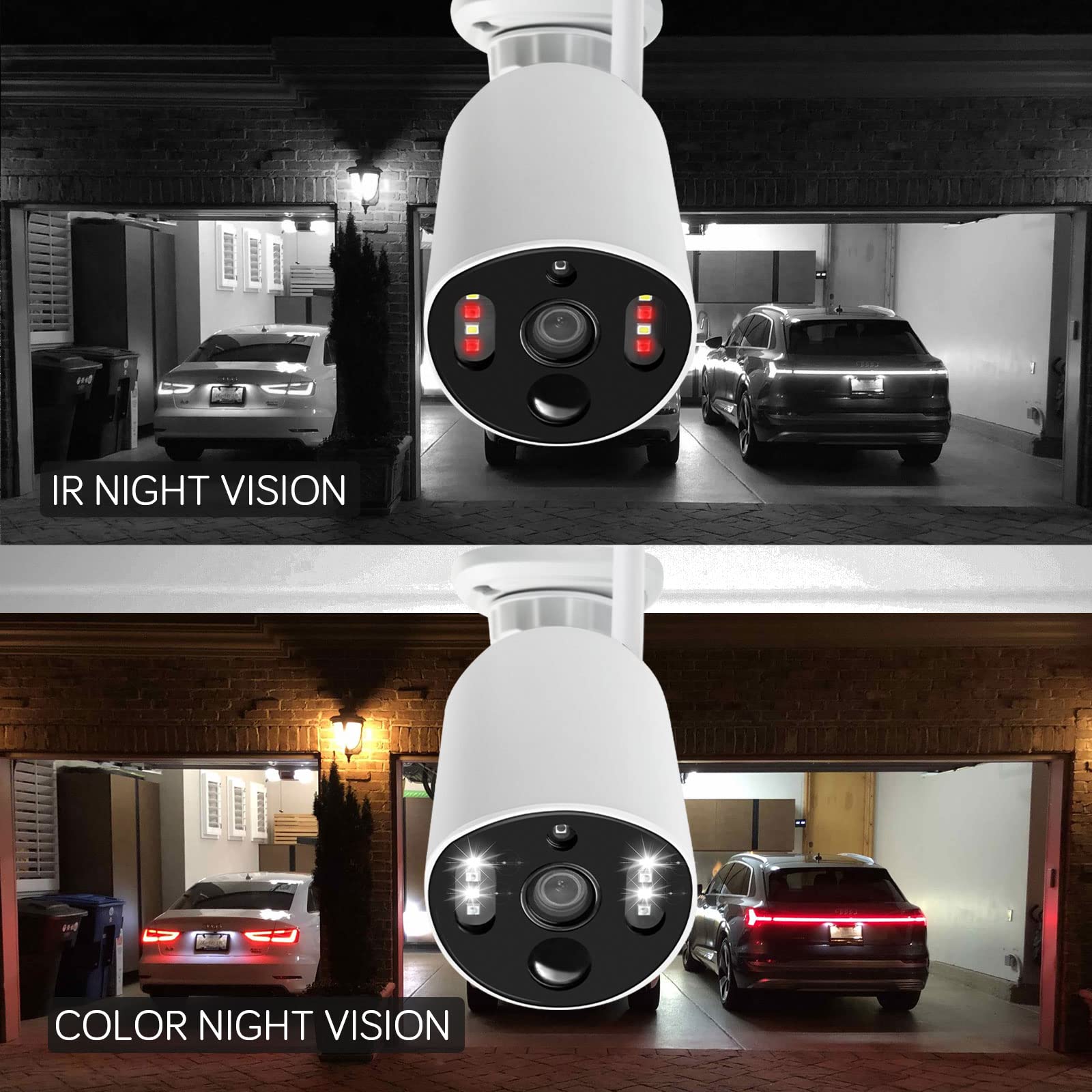 XMARTO 8CH Home Security Camera System Wireless with Human/pet Detection, Smart Flood Lights 2-Way Audio Cameras + 2* Wire-Free PTZ Solar Security Camera, 1TB HDD