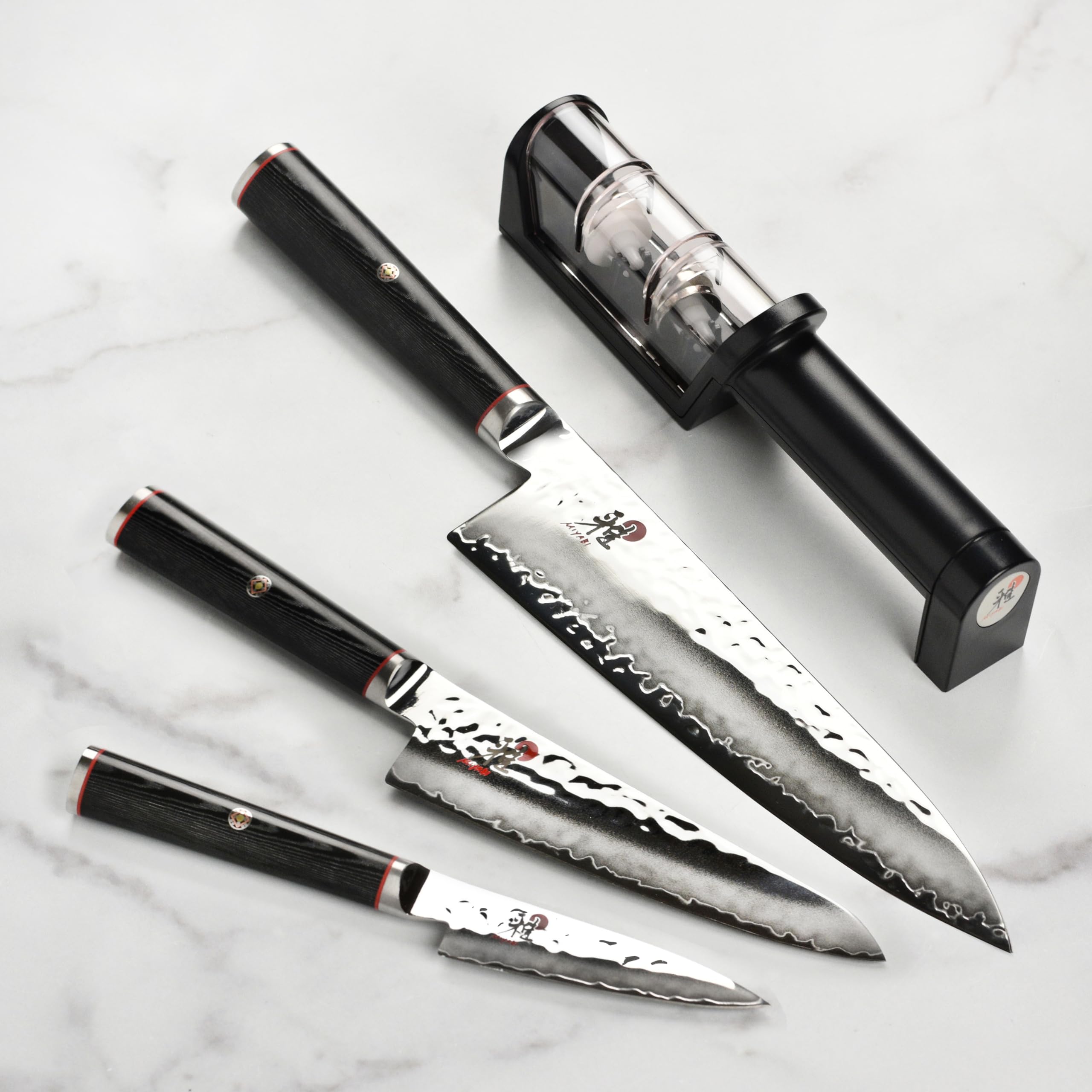 MIYABI Mizu SG2 Knife & Sharpener Set, 4 Piece