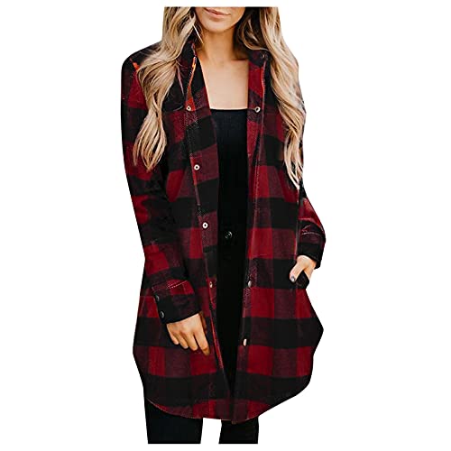 Oversized Women's Plaid Basic Shirts Tunic ,Women's Fall Long Sleeve V Neck T Shirts Casual Loose Fit Tunic Tops