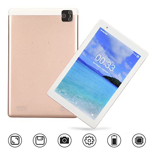 MAVIS LAVEN HD Tablet, 4GB RAM 64GB ROM HD Display 2MP Front 5MP Rear 2.4G 5G WiFi Calling Tablet Gold 100‑240V Dual Cards Dual Standby for Watching for Android 10 (US Plug)