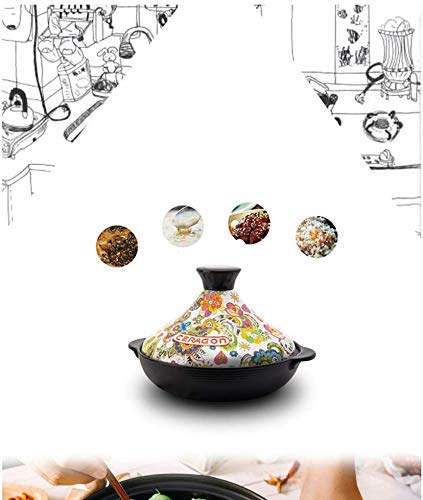 Picnic Bag Ceramic tagine, Multifunction Casserole, Hand Painted Clay Cooker, 2L 2020