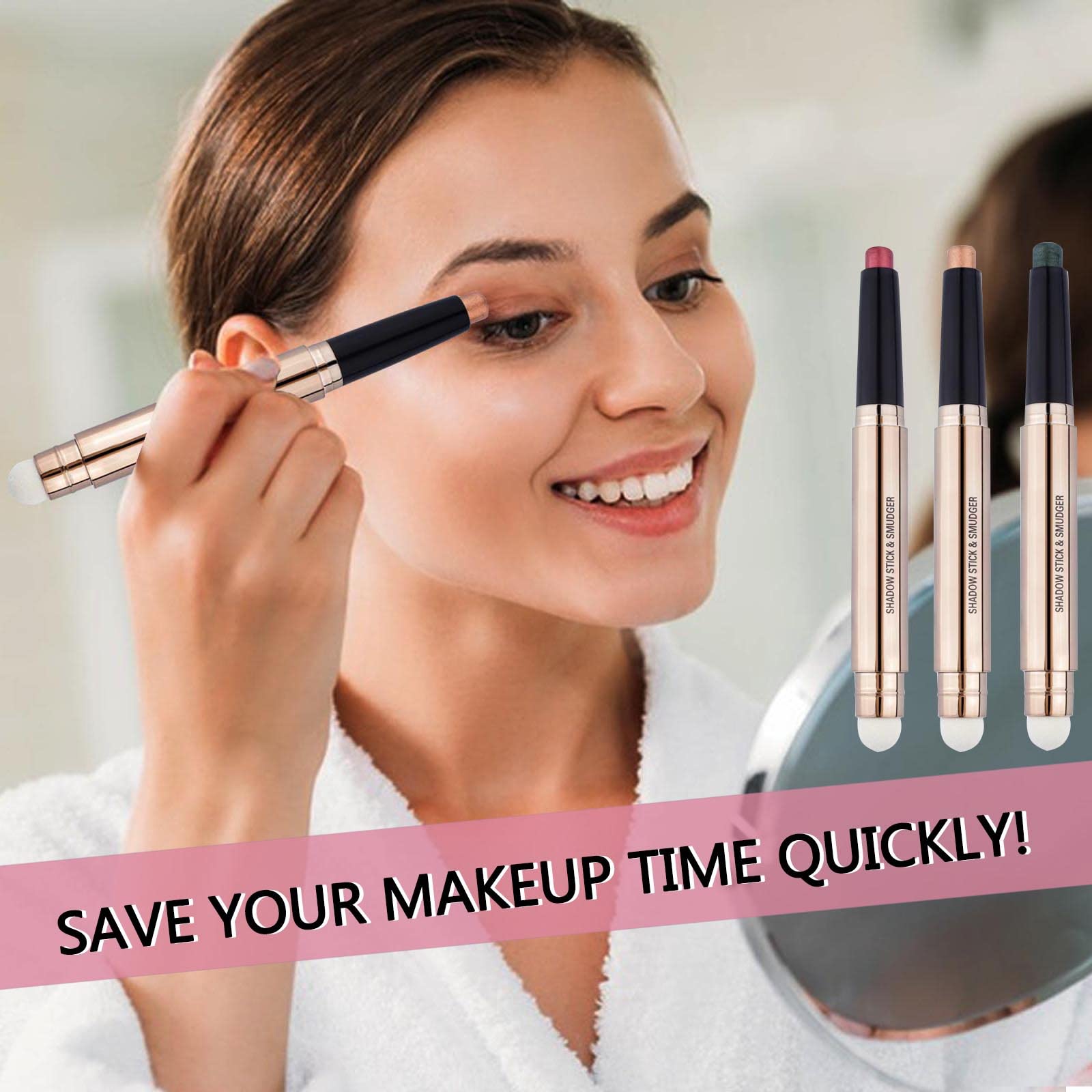 White Eyeshadow Stick Eyeliner Makeup Cream Shimmer Smooth Glitter Eyeshadow Pencil Base Primer Hypoallergenic Waterproof Long Lasting Eye Shadow Highlighter Stick Multi-Dimensional Eyes Look 01