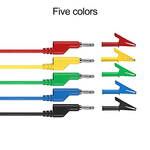TALLSOCNE 5pcs 4mm Stackable Banana to Banana Plug Test Cable Lead Set,10pcs 4mm Socket Banana Jack Copper Alligator Clips, for Multimeter Leads, Electrical Test Leads 1000V/ Max 19A