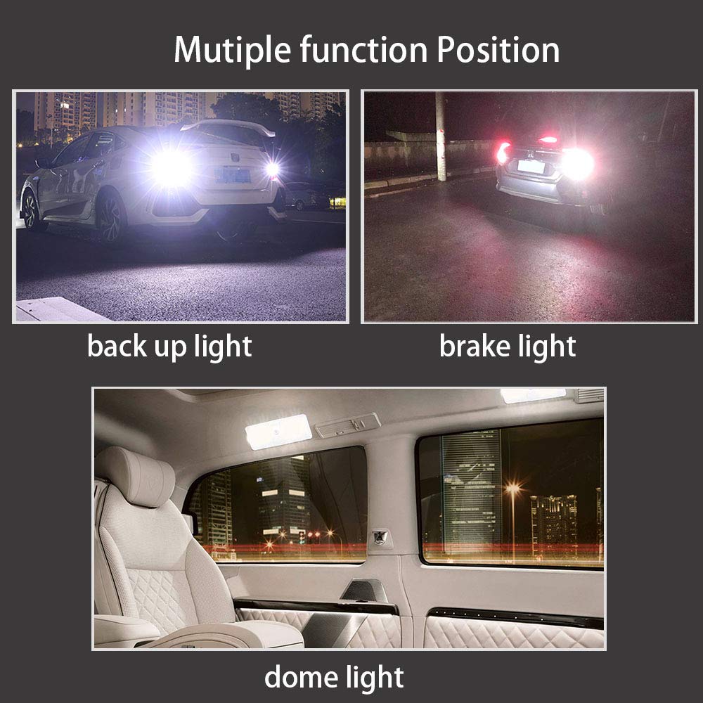 Melphan-Auto 1156 SMD 3014 LED Car Bulbs, 12V-24V, 6pcs, White, BA15S