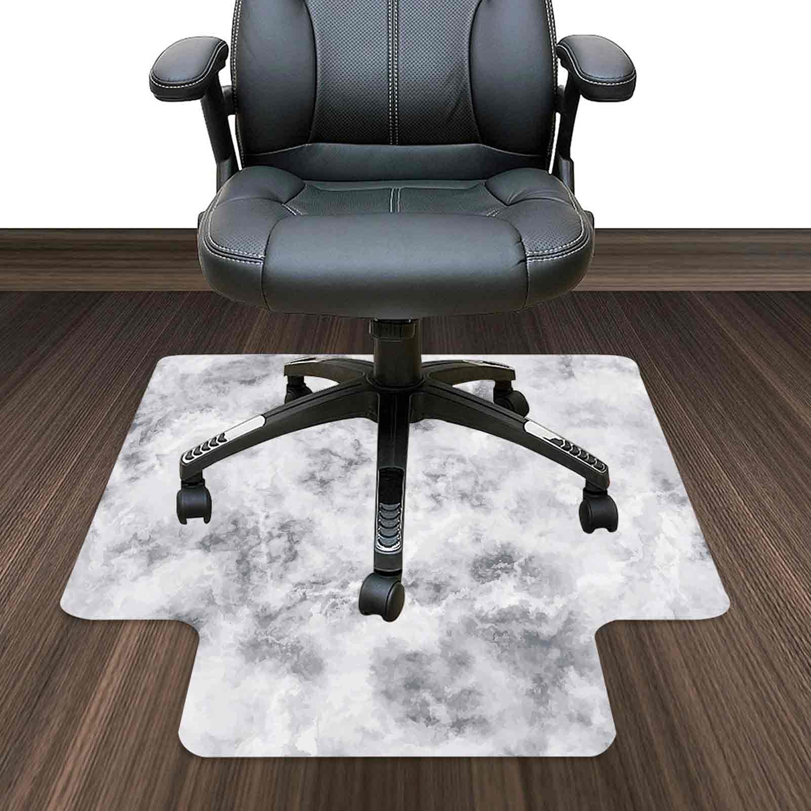 Marble Office Chair Mat, Granite Surface Pattern with Stormy Details Natural Mineral Formation Print, 36" x 48" with Lip Office Chair Mat for Hardwood Floor, Light Grey Dust