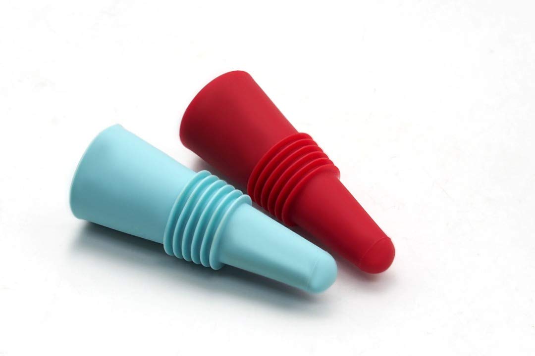 Reusable Wine Stopper (Pack of 4) | Silicone Cork Stoppers with Stainless Steel Top | Heavy Duty Food Grade Silicone Construction | Flexible Design Works with Beer Bottles Too | Easy to Clean
