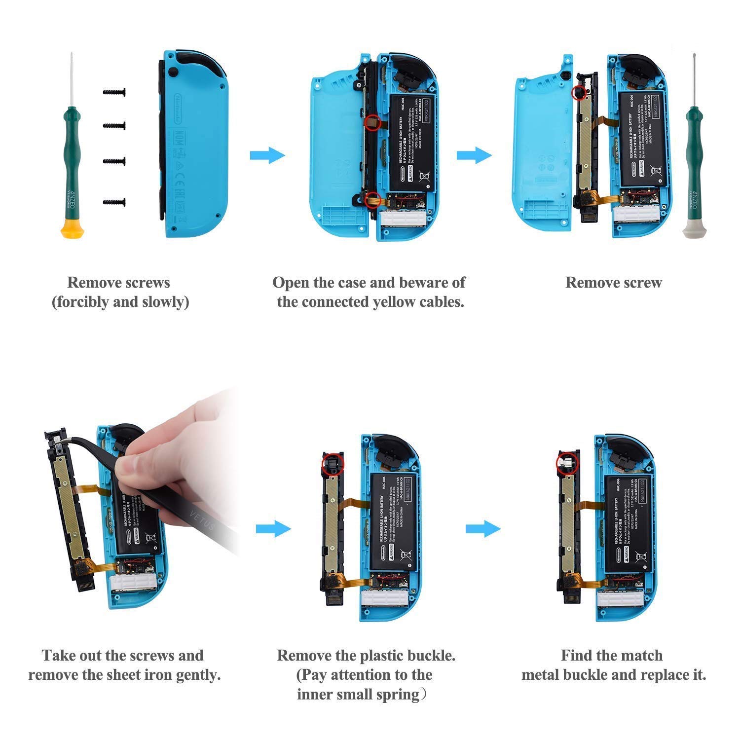 LONANDY 2 Pack Joycon Joysticks, Joycon Repair Kit Joystick Replacement Parts for Nintendo Switch, Switch Lite & Switch OLED, Include Thumb Grips, Metal Lock Buckles