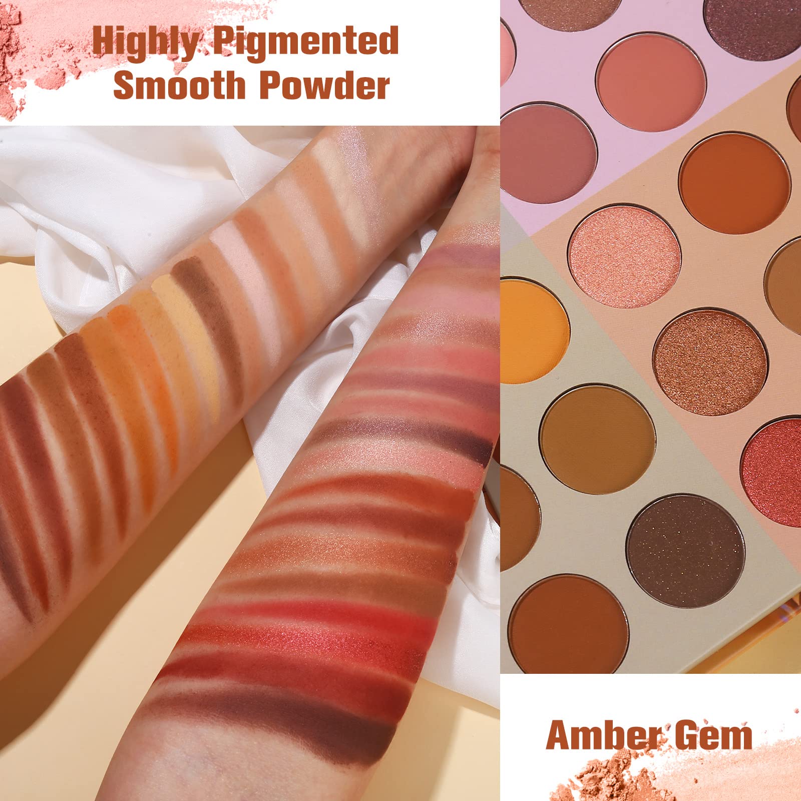 UCANBE 54 Colors Amber Gem Eyeshadow Palette, Highly Pigmented Nude Neutral Warm Brown Pink Matte Shimmer Glitter Powder Eye Shadow Blendable Long Lasting Makeup Pallet…