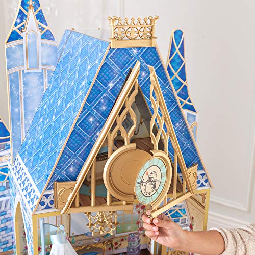 KidKraft Disney® Princess Cinderella Royal Dream Wooden Castle Dollhouse, Over 4 Feet Tall with 12 Pieces, Blue, Gift for Ages 3+