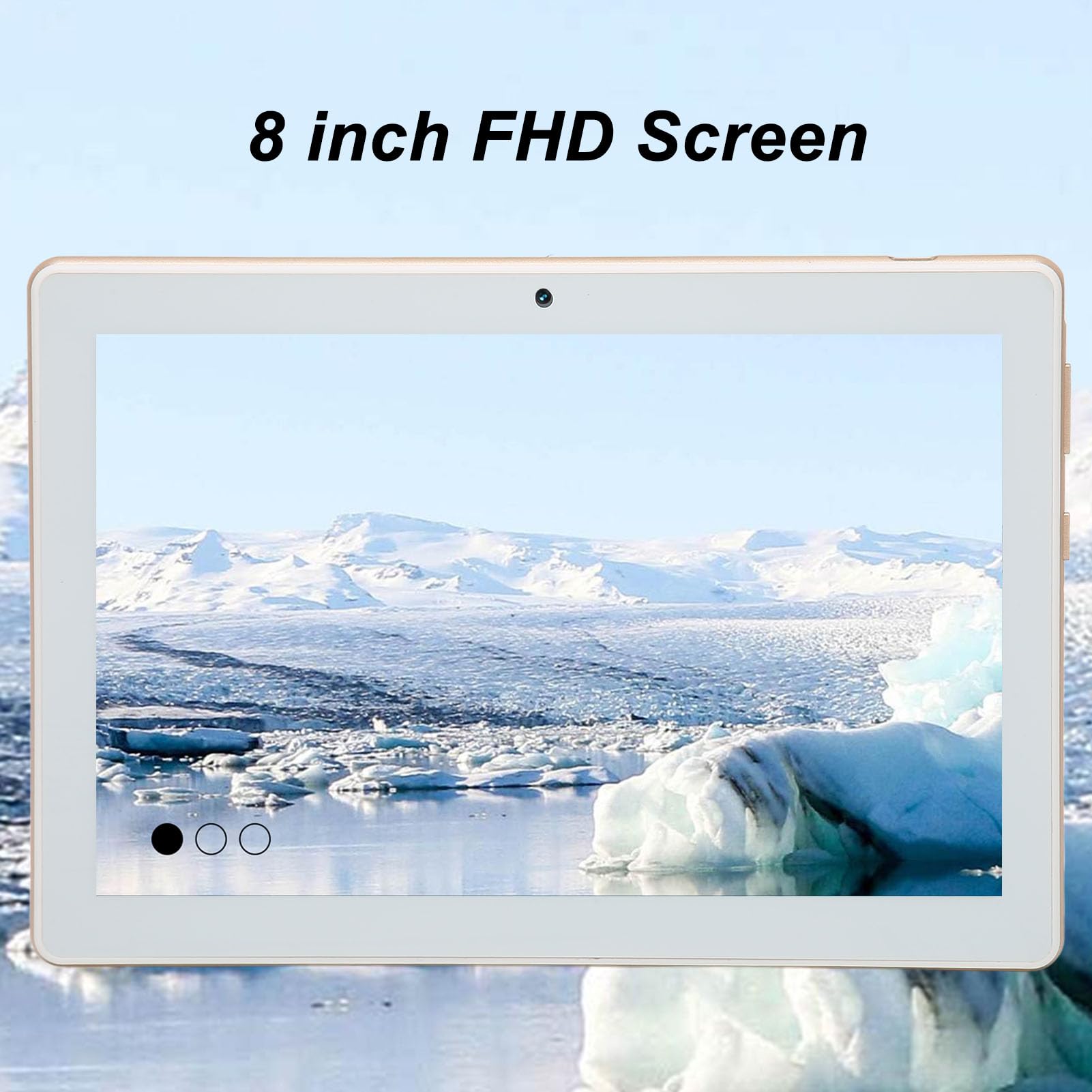 MAVIS LAVEN Office Tablet, HD Tablet 8 Inch FHD Octa Core CPU US Plug 100‑240V Dual Camera for Family (Gold)