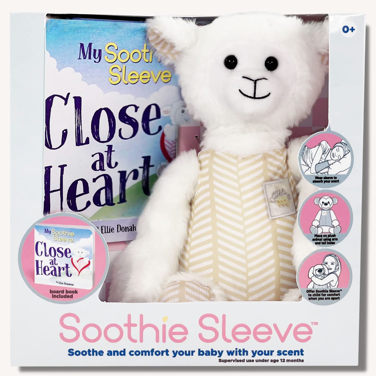 Soothie Sleeve, a Pediatrician Designed Plush, Uses a Parent's Scent to Soothe Baby or Child (Gift Box w/Board Book, Safety Tested for 0+), Bundle