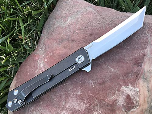 TACTICAL GEARZ EDC Tc4 Titanium Pocket Knife! Tc4 Titanium Handle! Ball Bearing, CPM-D2 Steel Blade! Includes Sheath!