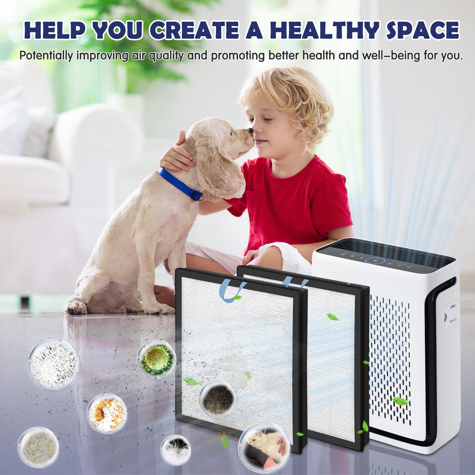 VIEWALL 2 Pack LV-H132 Replacement Filter Compatible with LEVOIT LV-H132 Air Cleaner Purifier, 3-in-1 H13 True HEPA Filter High-Efficiency Activated Carbon Filter, Part # LV-H132-RF