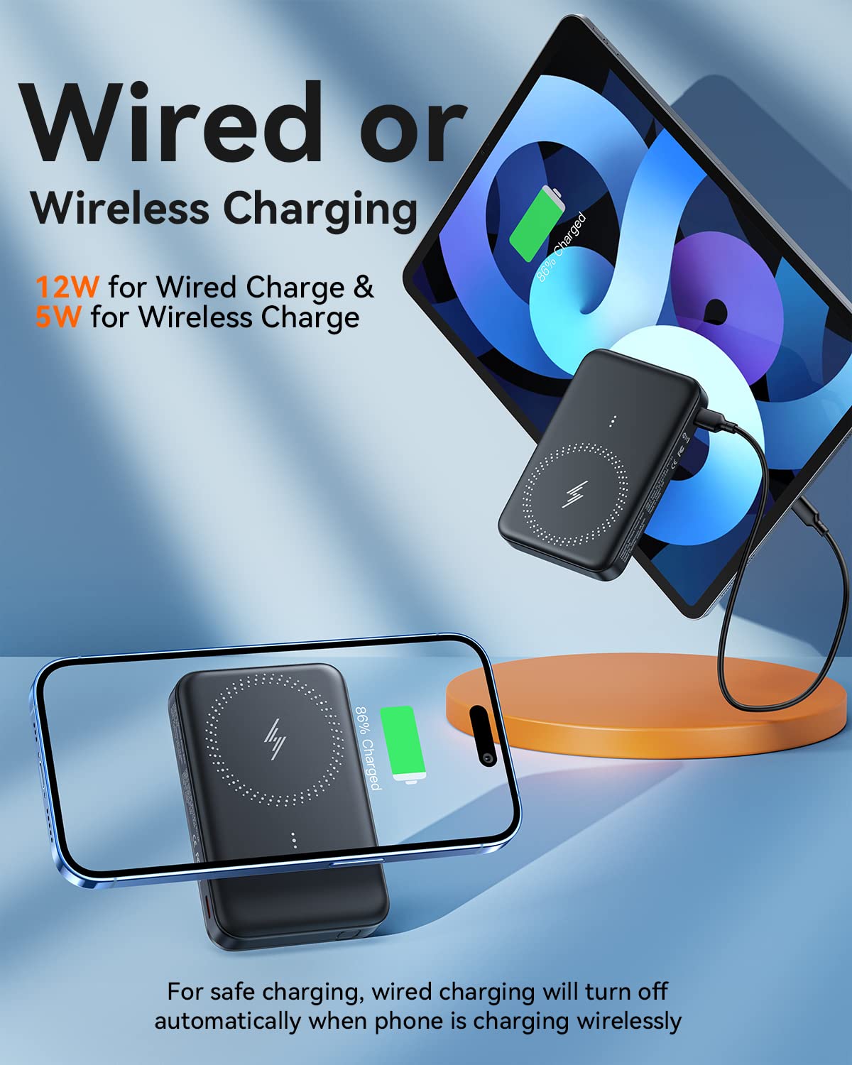 weetla ๐ฎ๐ฌ๐ฎ๐ฏ ๐ก๐ฒ๐ Magnetic Battery Pack 10000mAh LED Digital Display Foldable Wireless Power Bank with Kickstand USB-C Cable Portable Wireless Charger Power Bank for iPhone 14/13/12 03A (White)
