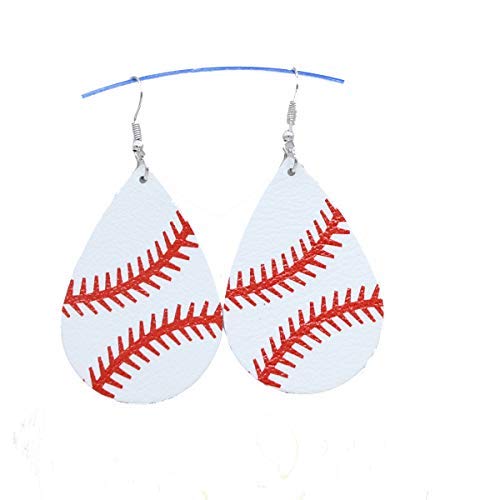 LIANKONG Layered Leather Earrings Handcrafted Unique Geometric Jewelry for Women (E-white baseball)