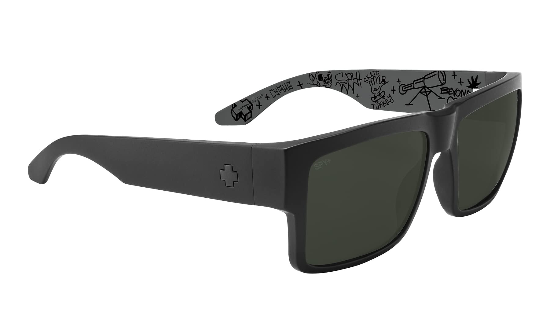 SPY Optic Cyrus Crypto, Square Sunglasses, Color and Contrast Enhancing Lenses, Gray Crypto - Happy Gray Green Lenses