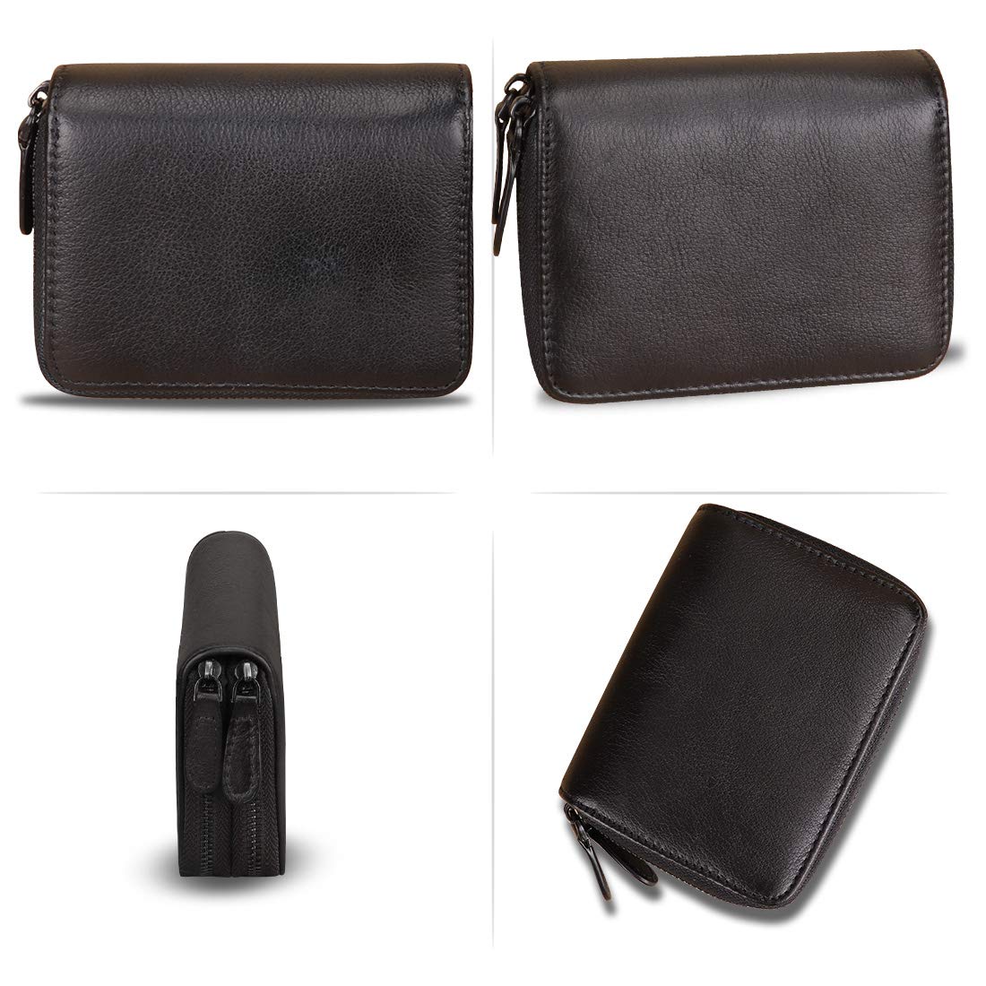 LRTO Genuine Leather Small Purse Wallet for Women RFID-Blocking Handmade Clutch Wallets Money Clip Card Organizer Coin Pouch (NavyBlue)