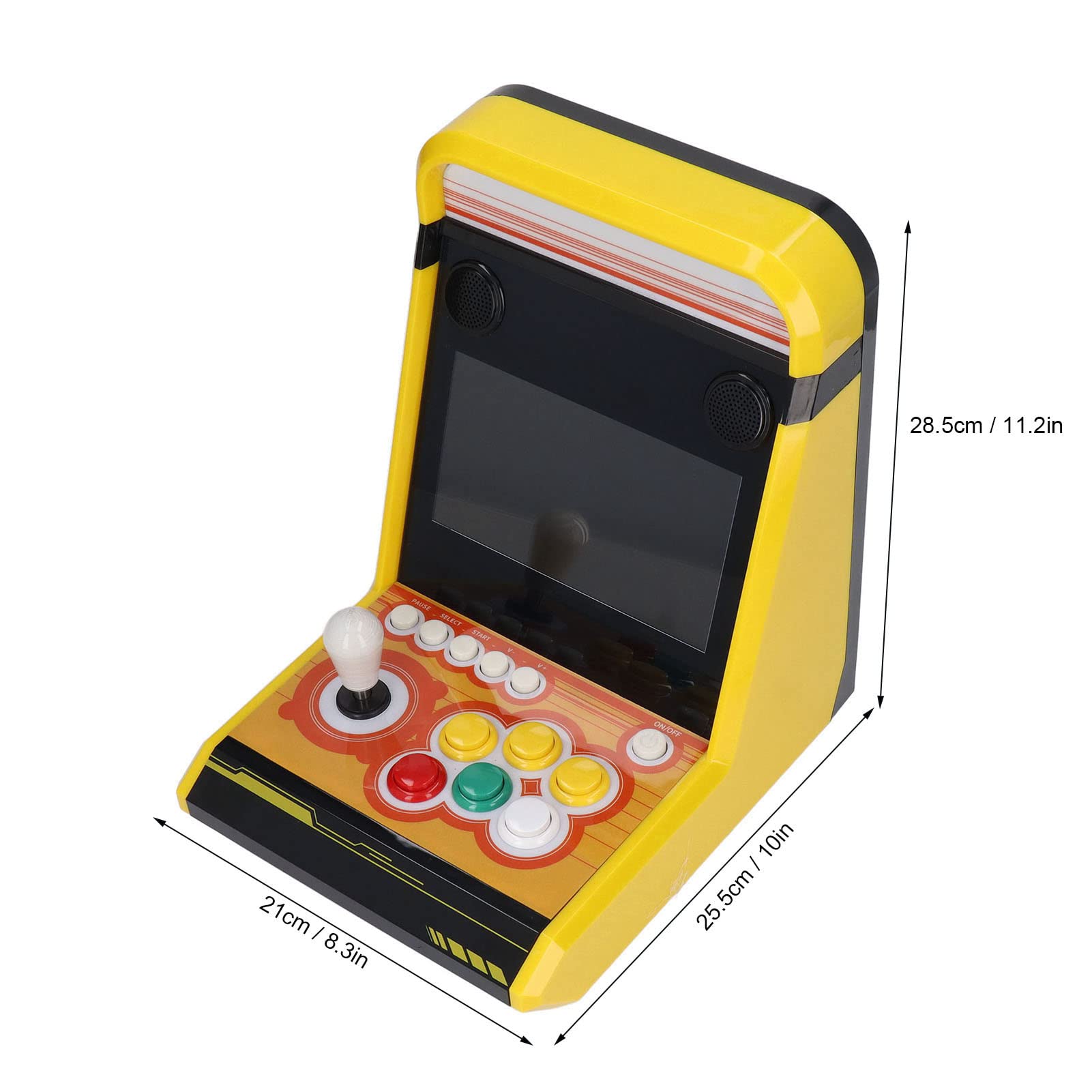 US Plug 100-240V WearResistant Portable Joystick Controller Game Machine Mini 7 Inch Rocker Arcade Game Machine for Home Use (Yellow)