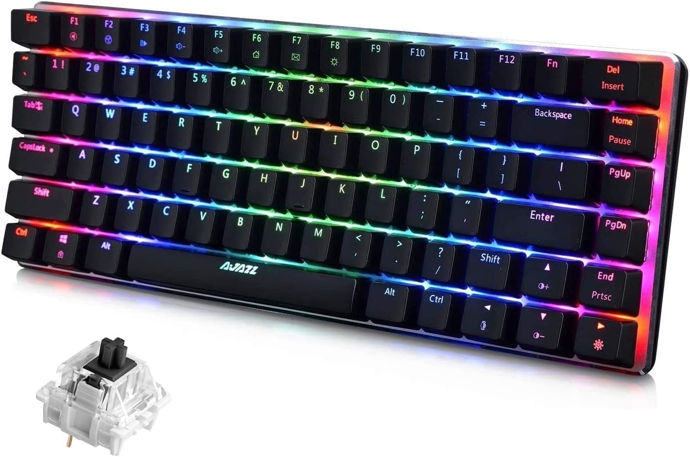 LexonElec Wired Gaming Keyboard AK33 White LED Backlit 82 Keys USB Mechanical Pro Gamer Keypad for Office Typists Playing Game (Black Switch,Black)