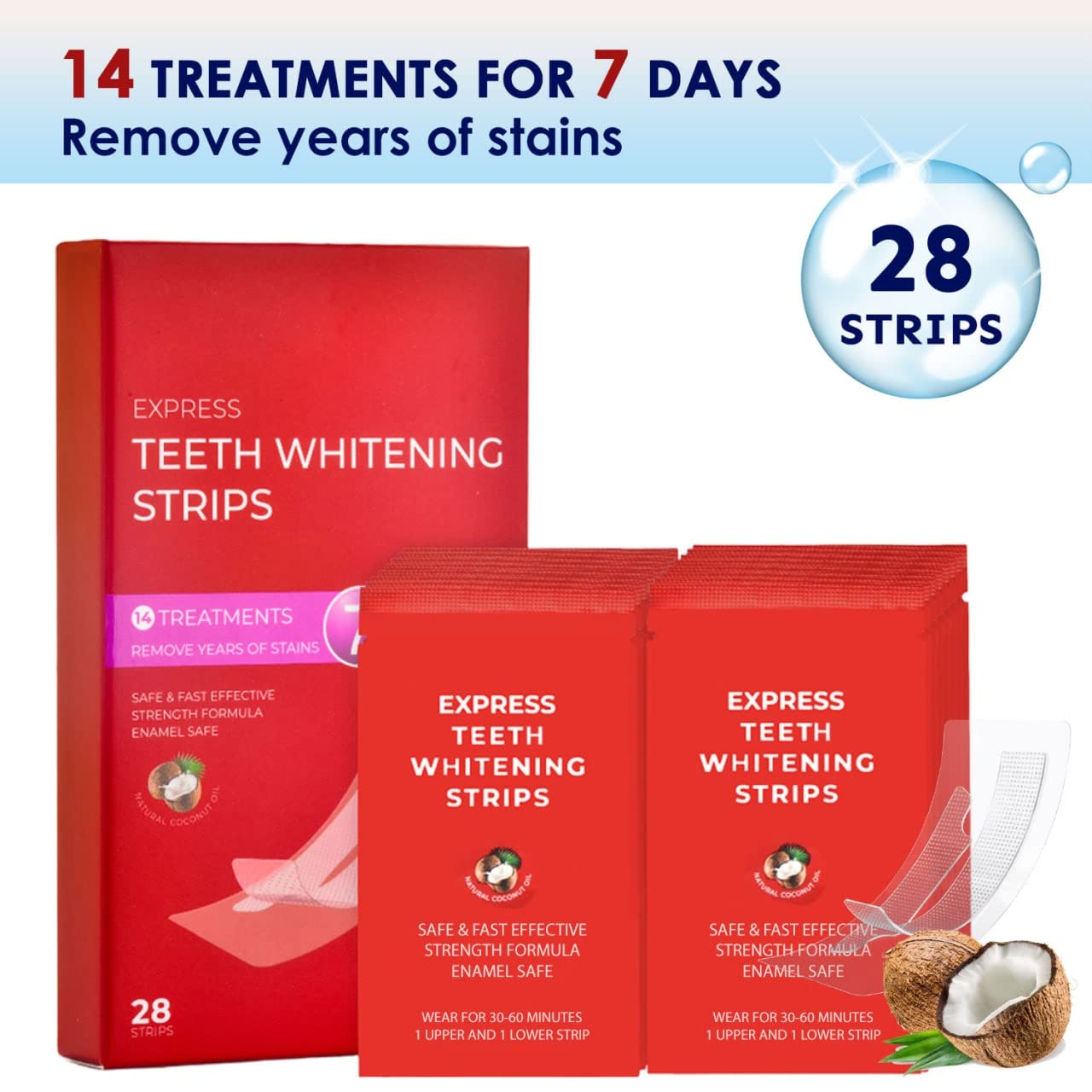 Whitening Strips, Teeth Whitening Strip（28Pcs), Teeth Whitening, Teeth Whitening Strips, Teeth Whitening Kit, blanqueador de dientes,White Strips for Sensitive Teeth