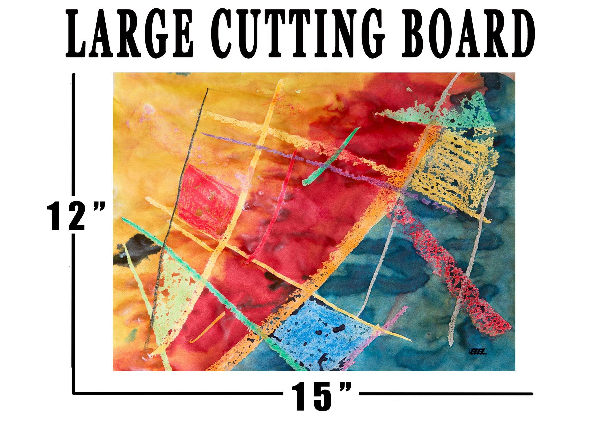 Red Painting Abstract Art Kitchen Glass Cutting Board Modern Decorative Gift Modern Wavy Contrast Design