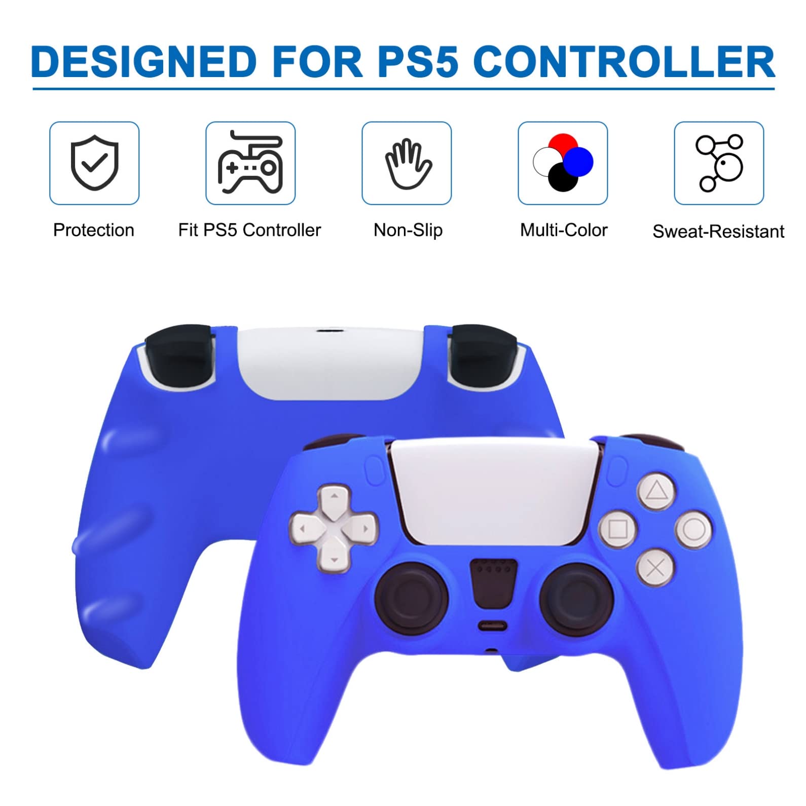 ONTOP Compatible with PS5 DualSense Controller Skin, 4 Pack Controller Skin for PS5, Non-Slip Grip Compatible with PS5 Dust Cover, Comfortable Silicone Compatible with PS5 Controller Accessories