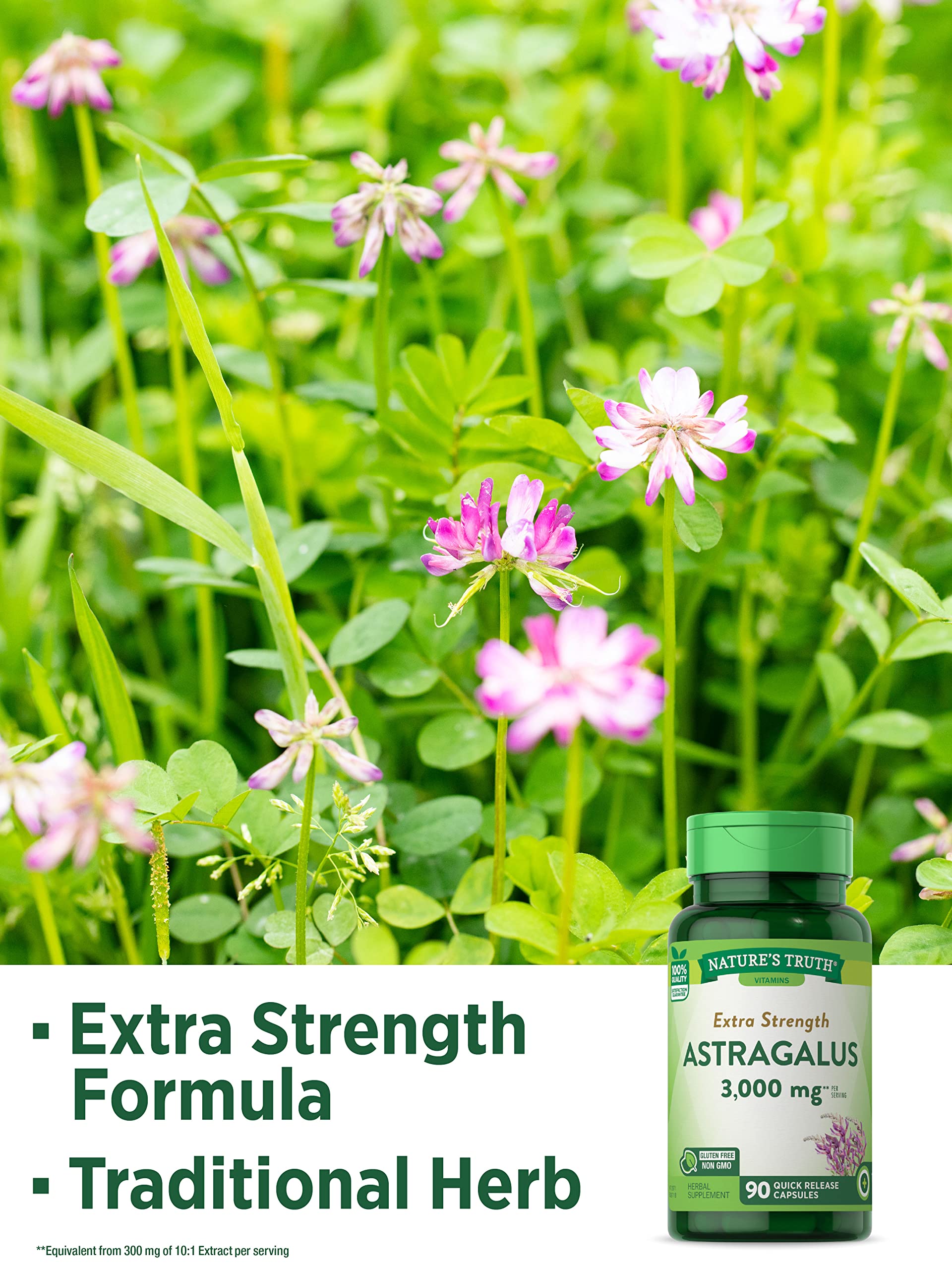 Nature's Truth Astragalus Root Extract 3000mg | 90 Capsules | Extra Strength | Non- GMO, Gluten Free Supplement
