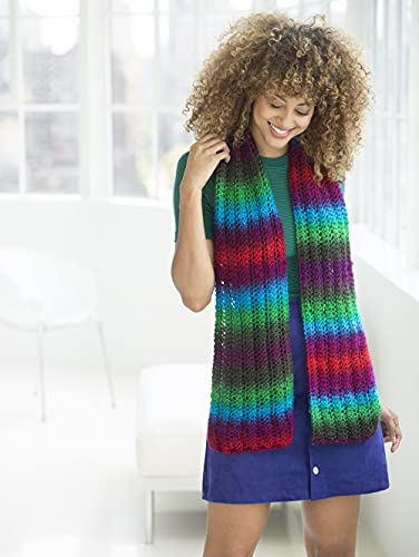 Lion Brand Landscapes Yarn - 6 Pack with Pattern Cards in Color (Apple Orchard), red, burgundy, blue, brown, and green