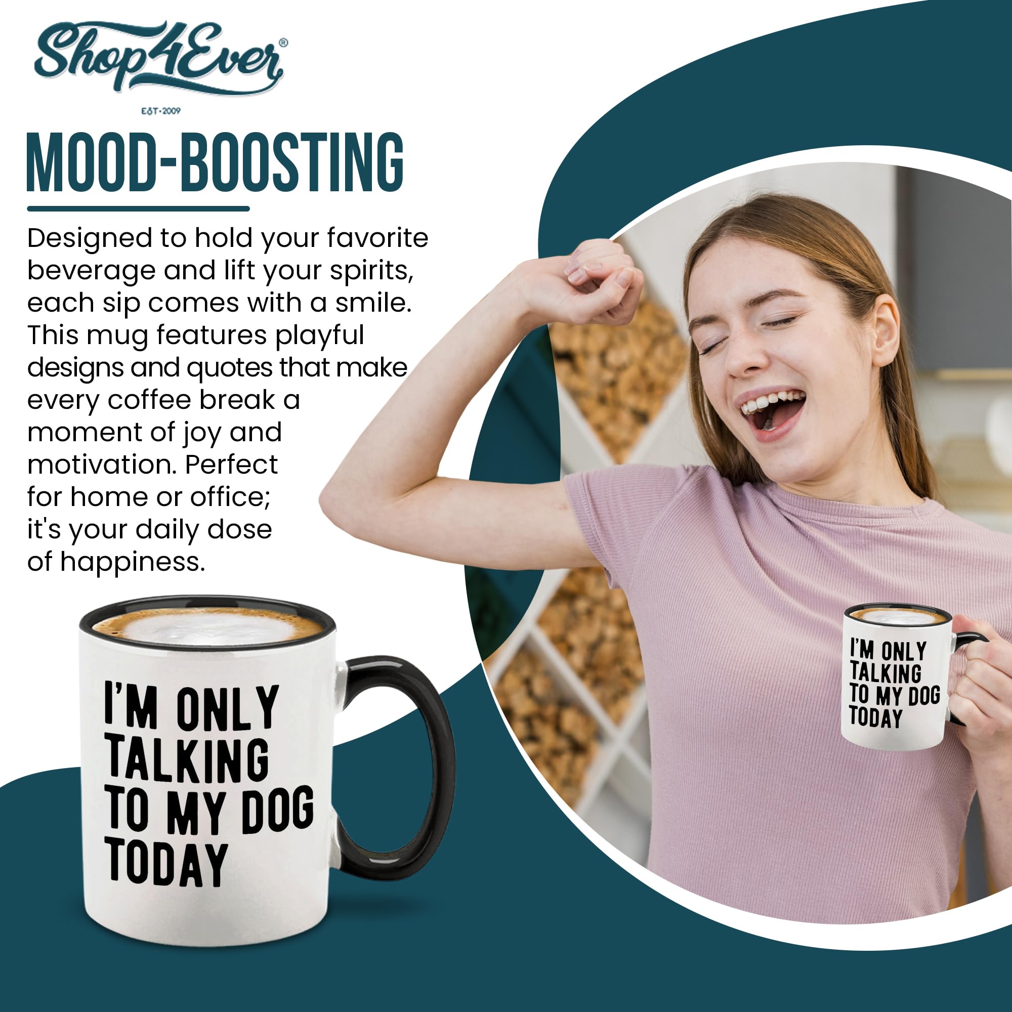 shop4ever I'm Only Talking to My Dog Today Ceramic Coffee Mug Tea Cup. Funny Gift for Dog Dad Mom 11 oz. (Black Handle)