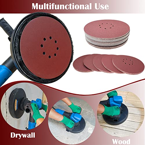 Tonmp 50 PCS 120 Grit 9 Inch 8 Hole Hook-and-Loop Sanding Discs Sandpaper -Premium Aluminum Oxide Sander Paper for Drywall Sander (120 Grit - 50 Pack)