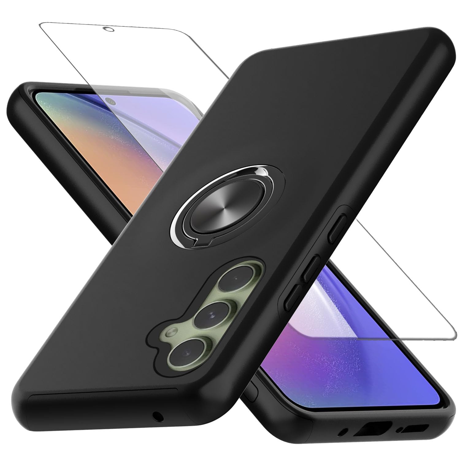 lovpec for Samsung Galaxy A54 5G Case with Glass Screen Protector, Heavy Duty Shockproof Protective Slim Three Layer Non-Slip Tough Cover Cell Phone Case for Galaxy A54 5G (Turquoise)