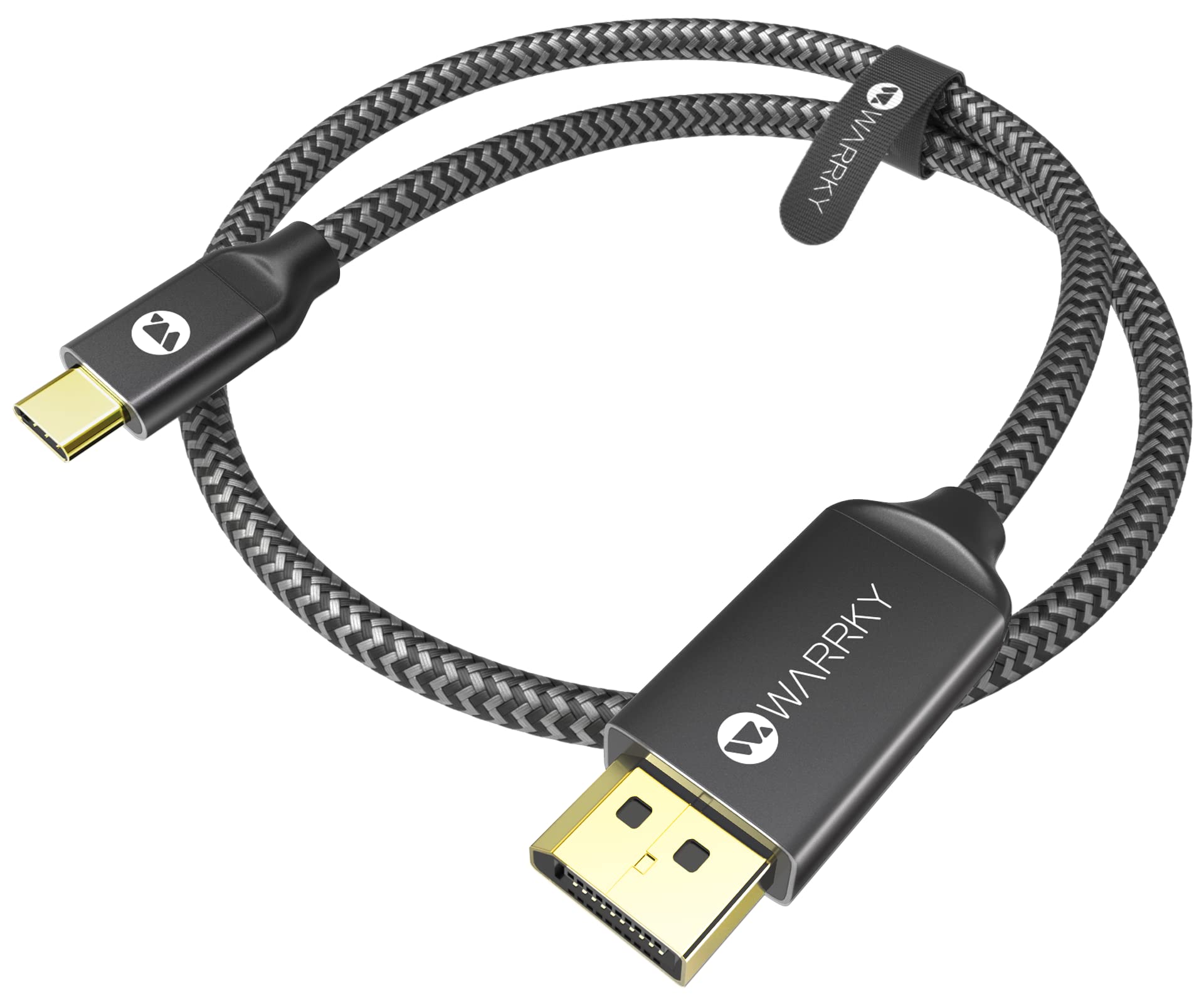 Warrky USB C to DisplayPort Cable for Office and Gaming (4K 60Hz, 2K/1440P 165Hz) Aluminum Type-C to Display Port Cord [Thunderbolt 3/4 Compatible] for MacBook Pro/Air, iPhone 15 Series, iPad -6ft