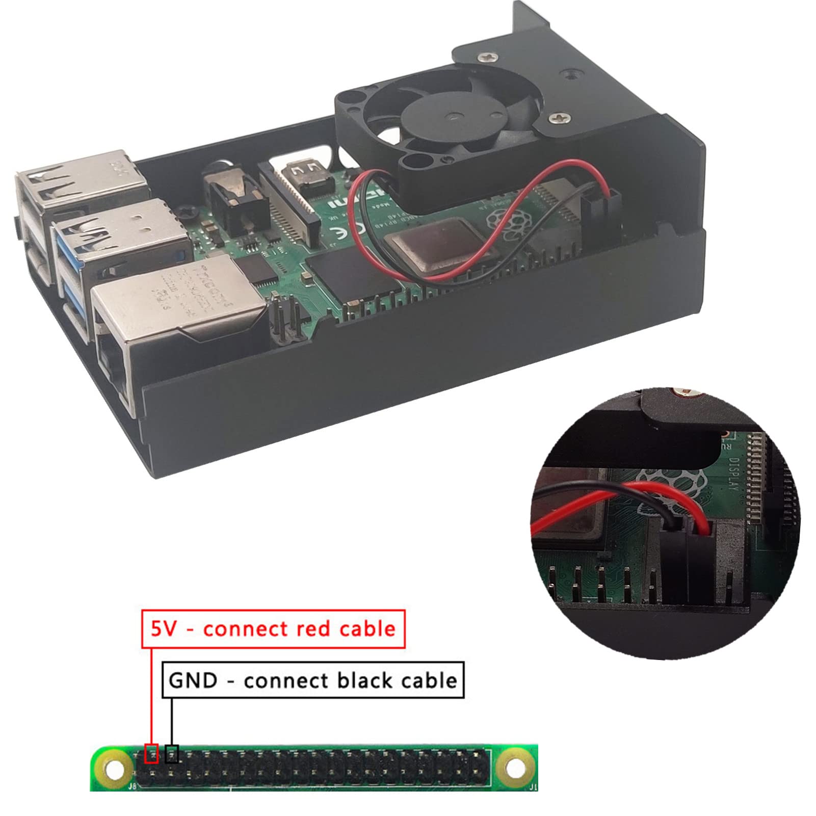 WEIYIXING Raspberry Pi 4 Metal Case with Cooling Fan, Aluminum Alloy Case Compatible with Raspberry Pi 4 Model B (Black)