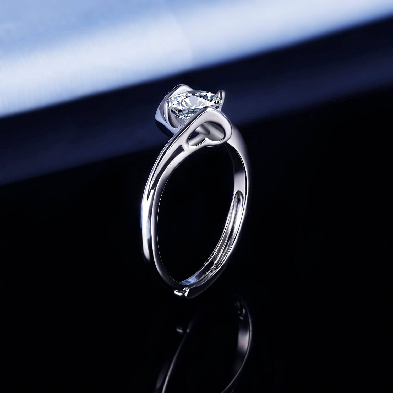OPOMOMO Adjustable Engagement Ring Wedding Bands,18K White Gold Plated Round Cubic Zirconia Promise Eternity Rings for Women (8)