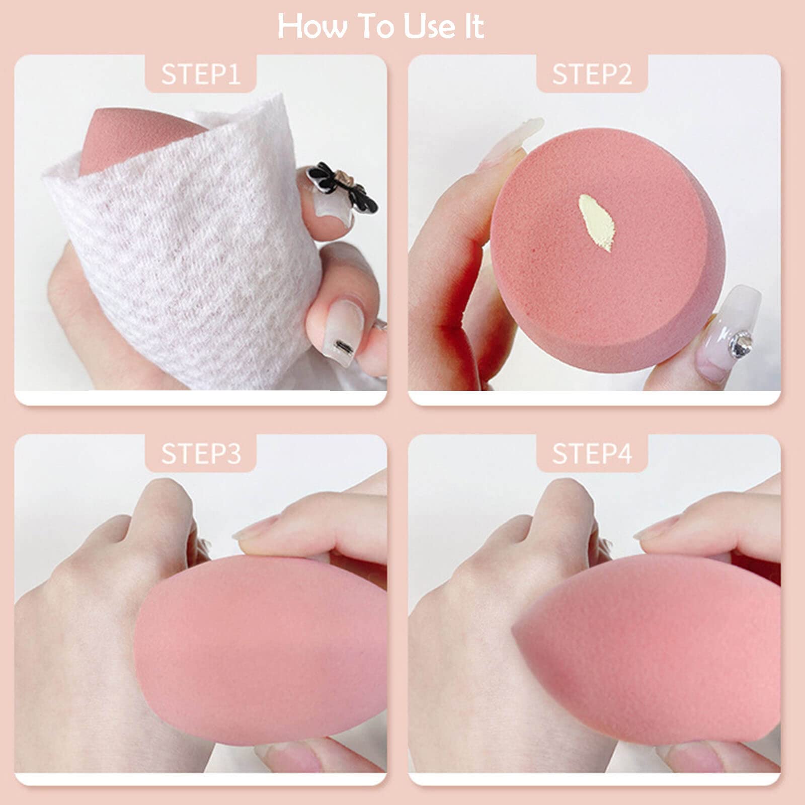 XMOSNZ Makeup Sponge Sets 3pcs Foundation Blending Sponge Pink Latex Free and Vegan Makeup Sponges with a Storage Case (3, Blue Purple)
