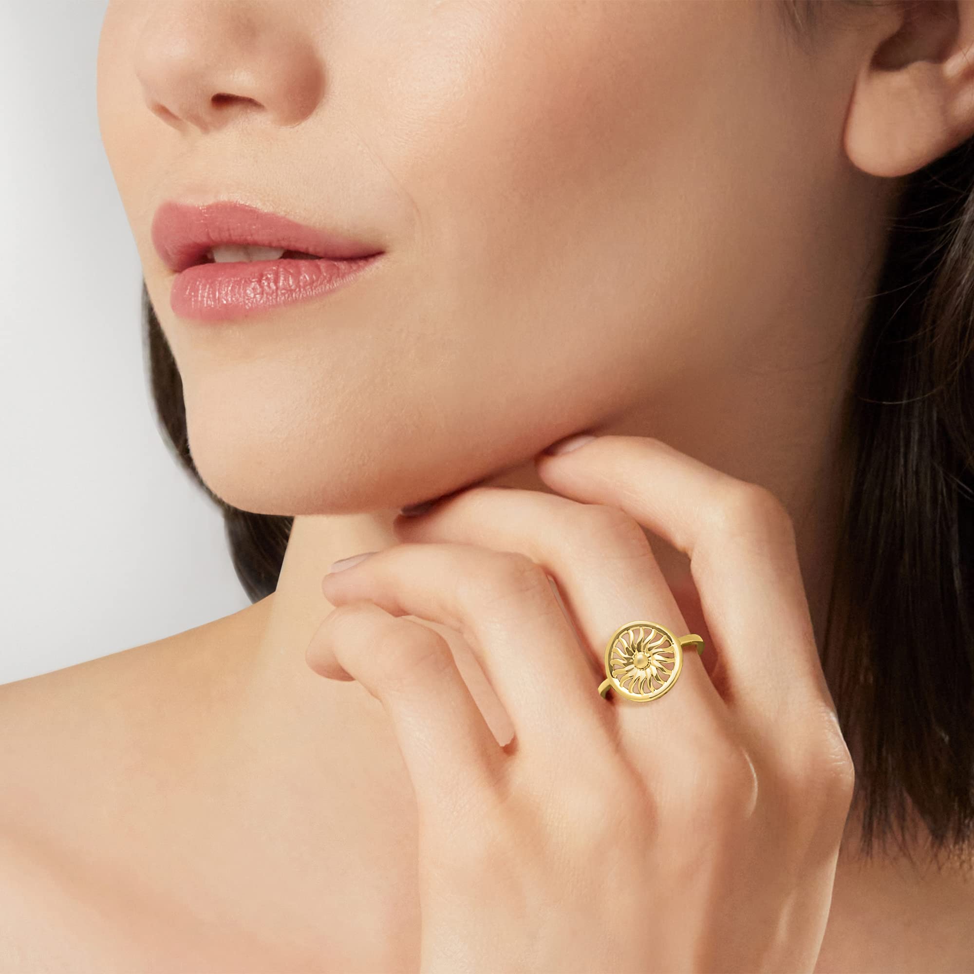 RS Pure by Ross-Simons 14kt Yellow Gold Sun Circle Ring. Size 5