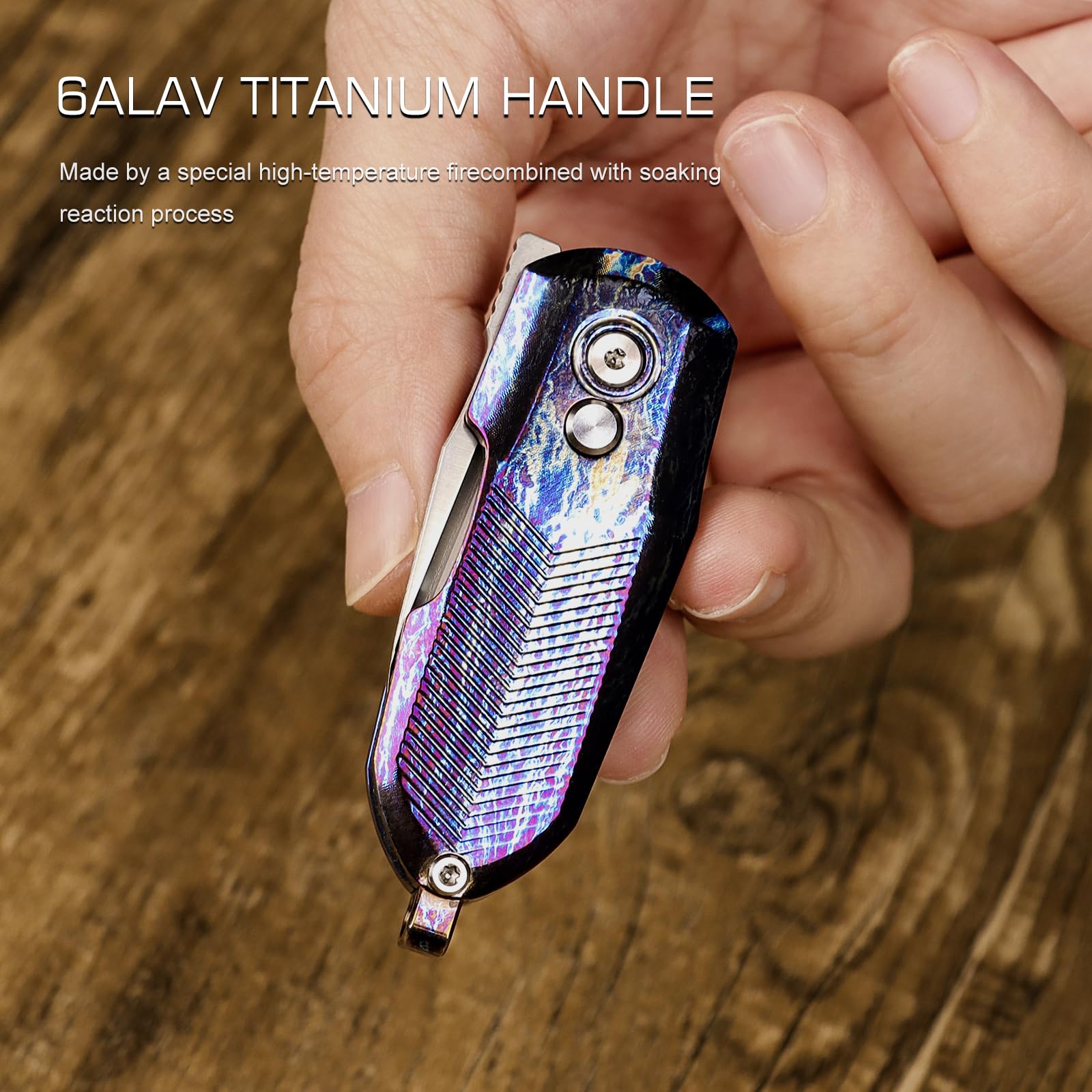 XTOUC Small Pocket Knife,1.38" M390 Steel Blade EDC Folding Knives with Button Lock Titanium Handle Knifes TD776